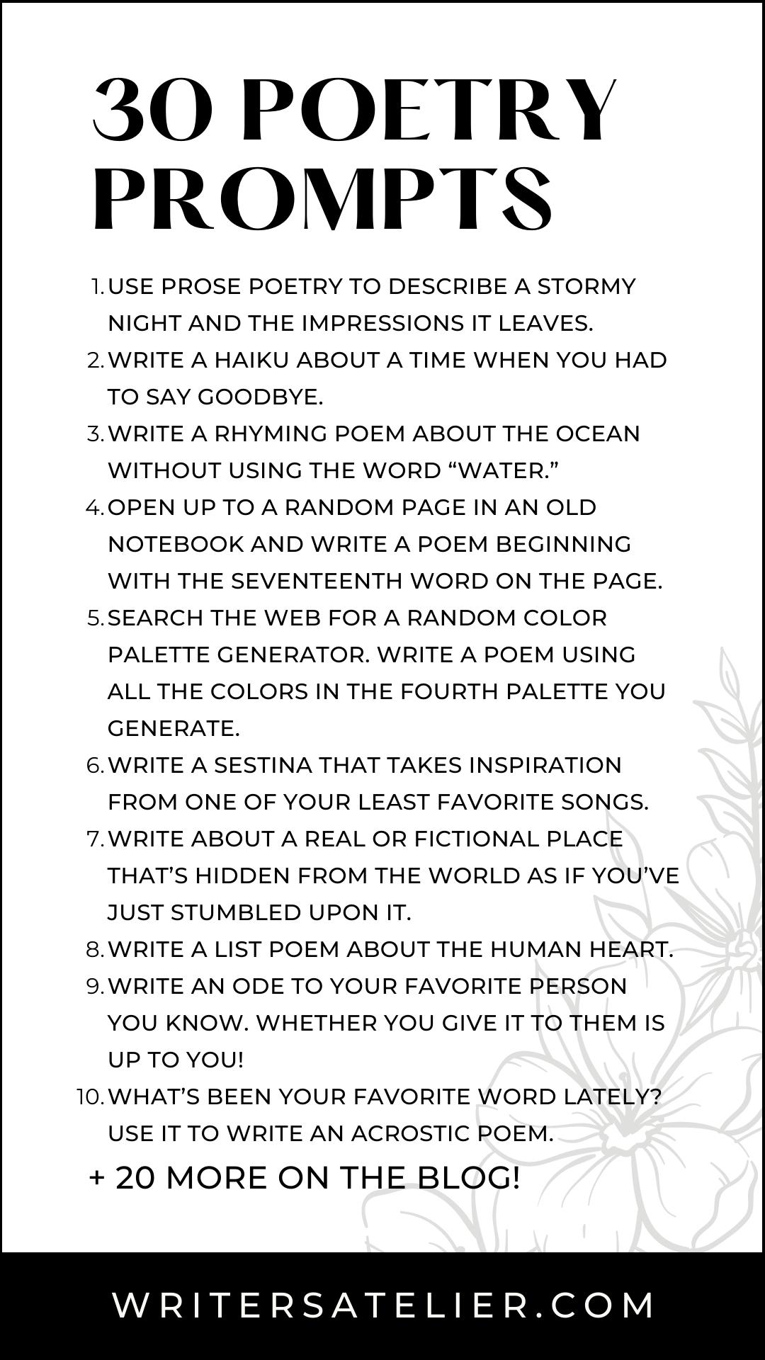 Writing prompts store
